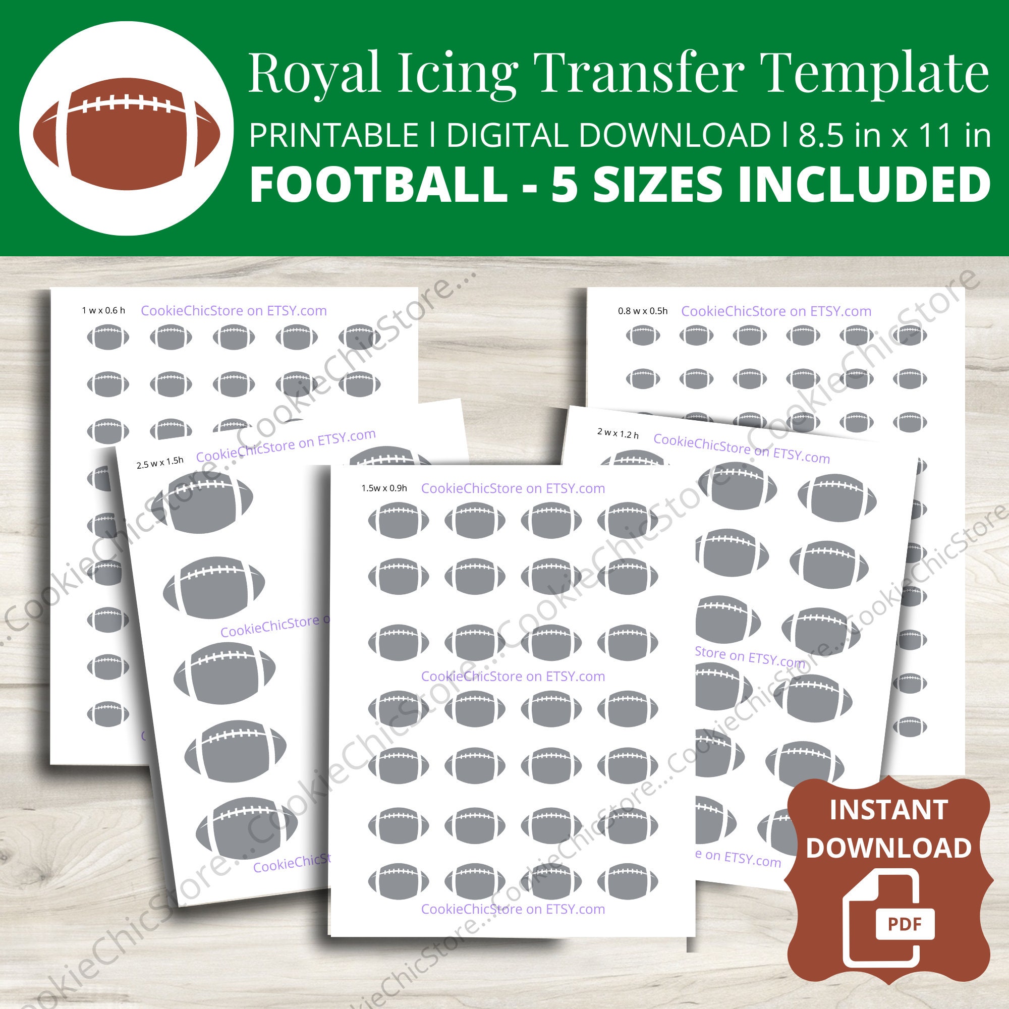 Football Royal Icing Transfer Sheet, Football Royal Icing Designs ...