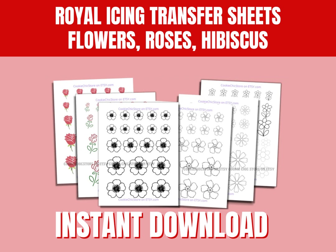 Royal Icing Transfer Sheet Flower Template, Hibiscus Transfer Sheet for ...