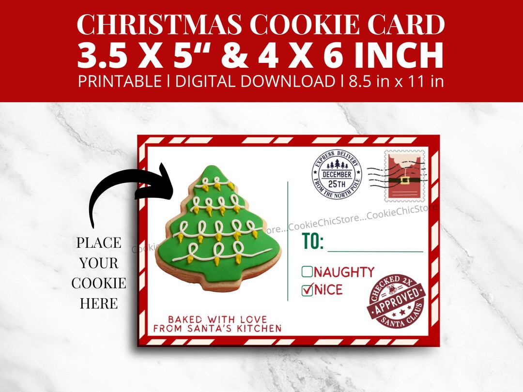 Santa Mail Christmas Cookie Card Packaging, Cookie Gift Tags, Merry ...