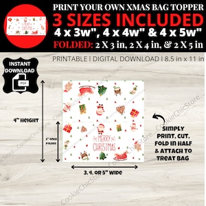 Christmas Cookie Bag Topper Printable, Christmas Treat Bag Topper ...