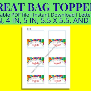 Congratulations Printable Cookie Treat Bag Topper Template, Congrats ...