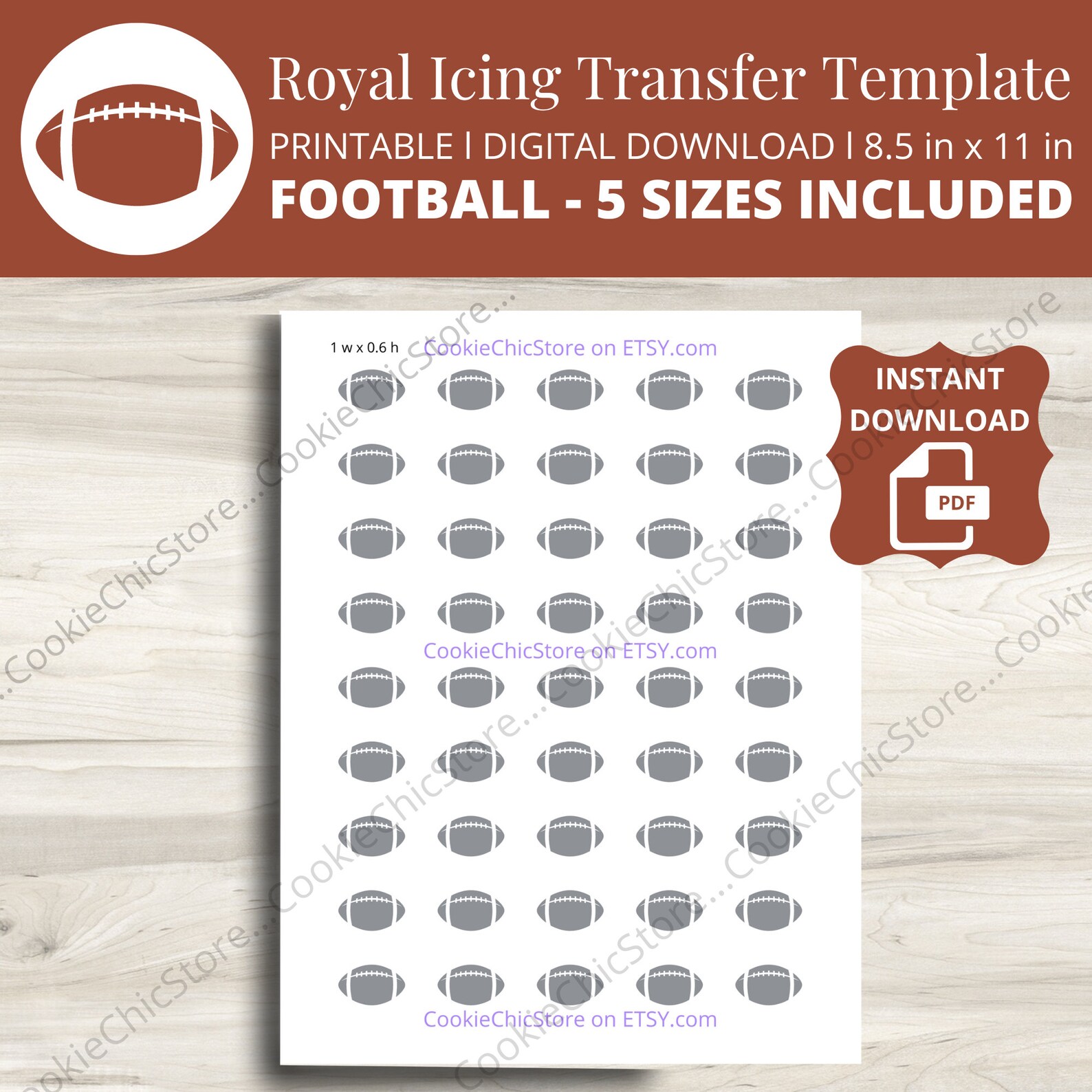Football Royal Icing Transfer Sheet, Football Royal Icing Designs ...