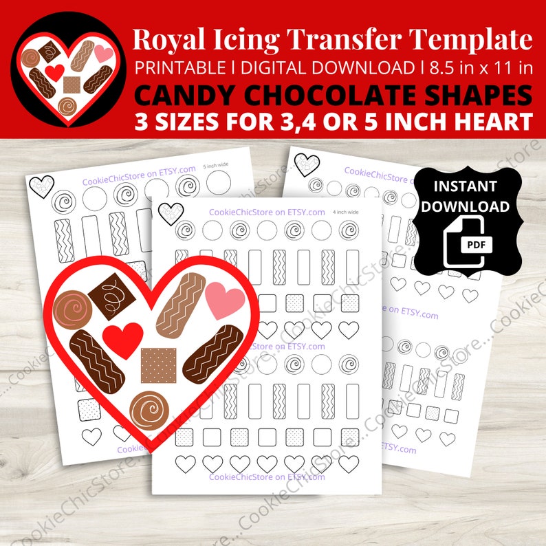Valentine Day Heart Shaped Chocolate Box Transfer Sheet - Etsy
