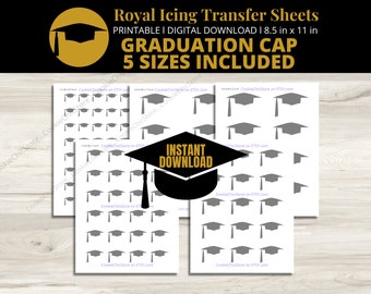 Graduation Cap Royal Icing Transfer Template - Etsy