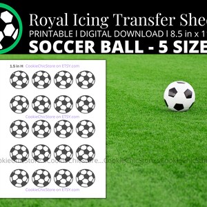 Soccer Ball Royal Icing Transfer Sheet Template, Printable Piping RI ...