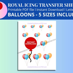 Balloon Royal Icing Transfer Sheet, Royal Icing Transfer Template ...