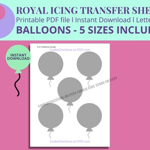 Balloon Royal Icing Transfer Sheet, Royal Icing Transfer Template ...