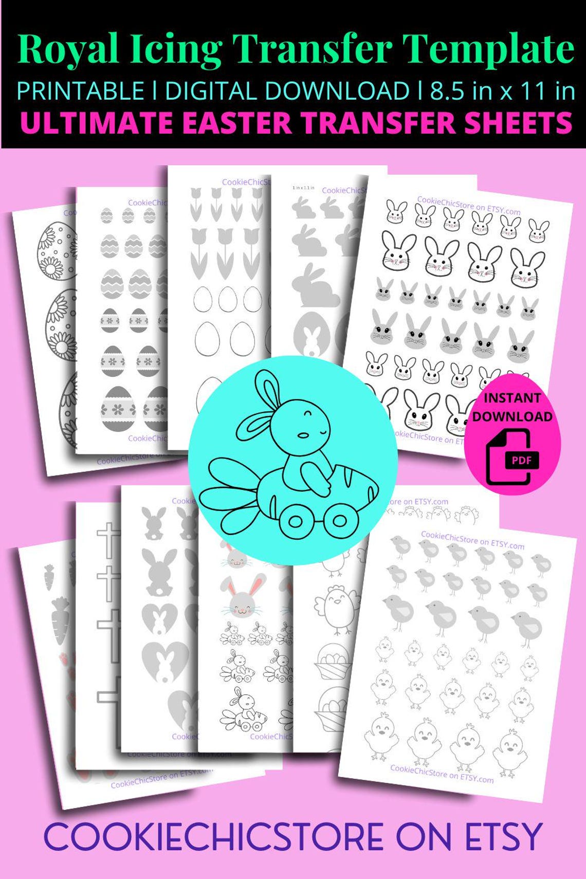 Easter Royal Icing Transfer Sheet Bundle Cookie Decoration, RI Transfer ...