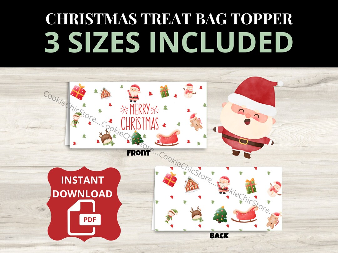 Christmas Cookie Bag Topper Printable, Christmas Treat Bag Topper ...