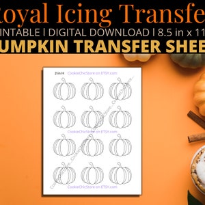 Pumpkin Royal Icing Transfer Sheet, Fall Royal Icing Transfer Template ...