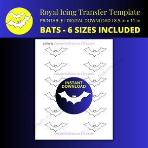 Bat Royal Icing Transfer Sheet, Printable Halloween Royal Icing ...