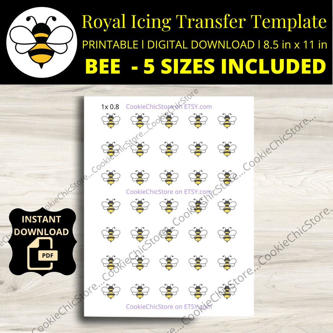 Royal Icing Bee Bee Royal Icing Transfer Sheet Bumble Bee - Etsy