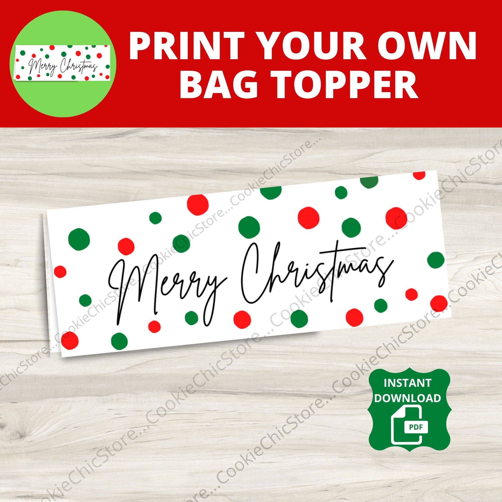 Christmas Treat Bag Topper Template, Christmas Cookie Bag Toppers ...