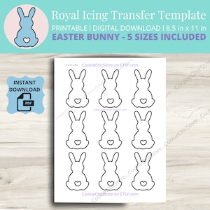 Easter Bunny Royal Icing Transfer Template, Easter Icing Transfer Sheet ...