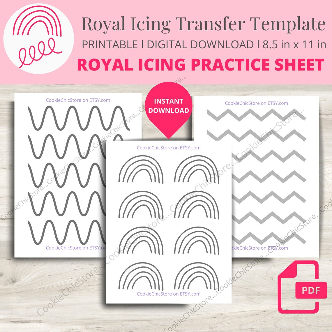 Piping Practice Sheet, Royal Icing Practice Sheet, Practice Piping ...