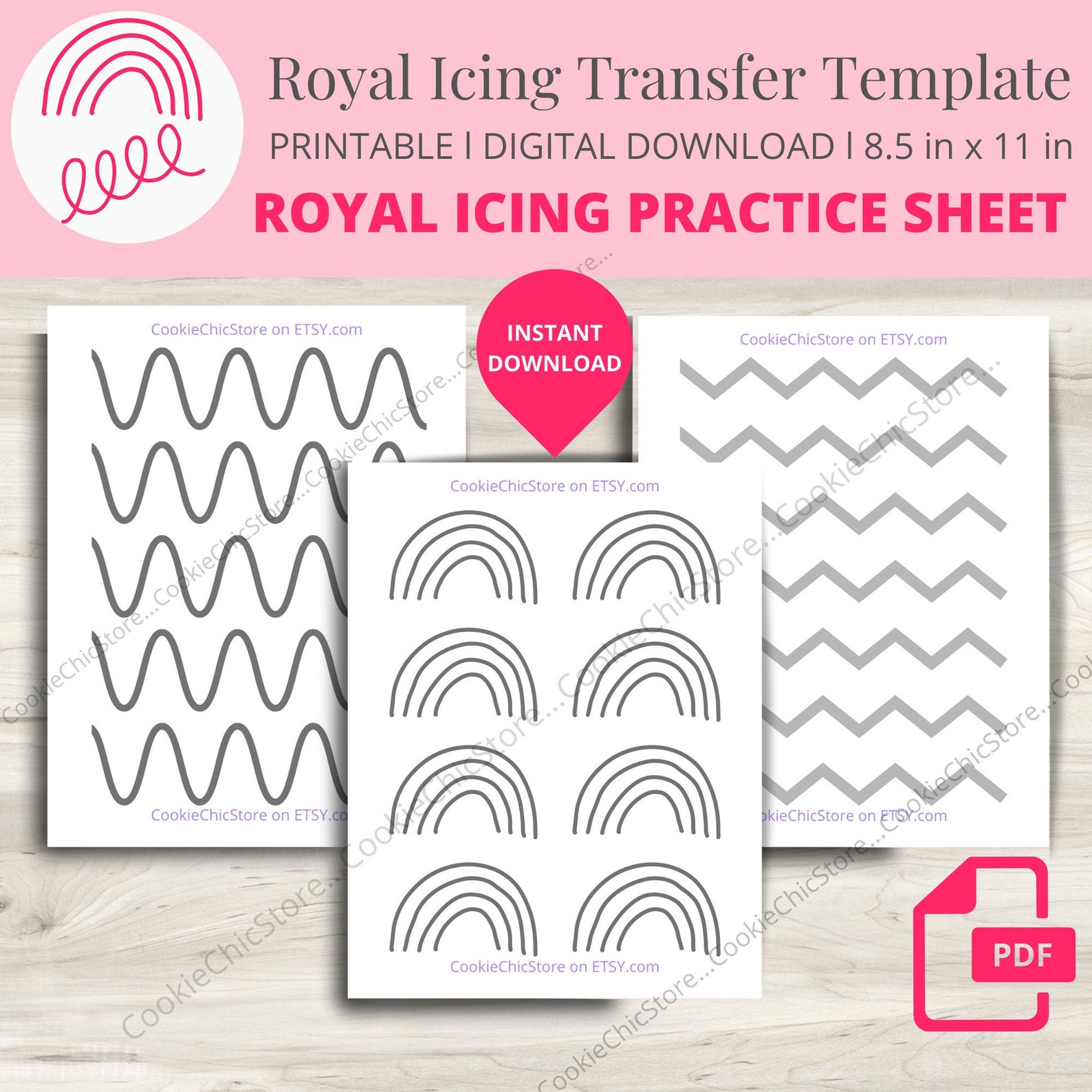 Royal Icing Piping Practice Sheet, Cookie Class Practice Sheet ...