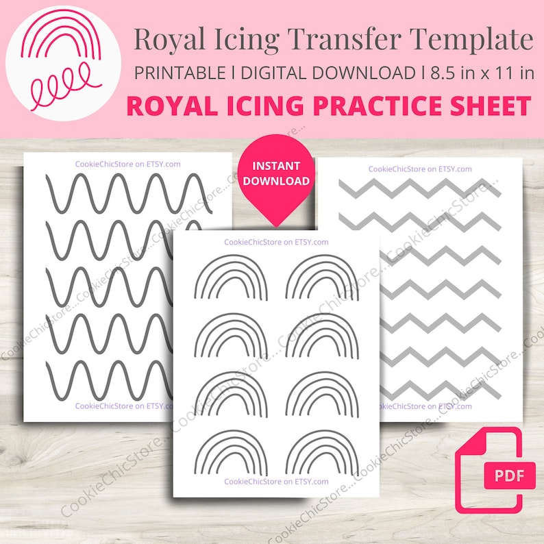 Piping Practice Sheet, Royal Icing Practice Sheet, Practice Piping ...