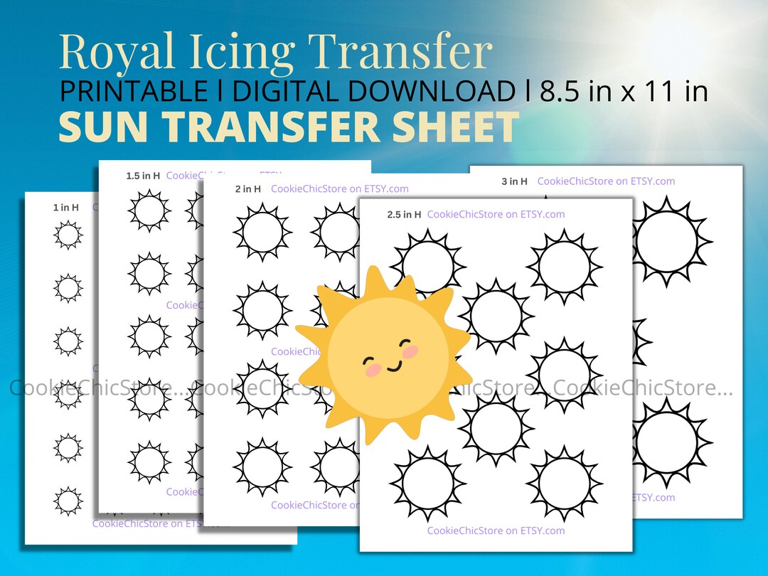 Sun Royal Icing Transfer Sheet Template for Cookie Decoration ...