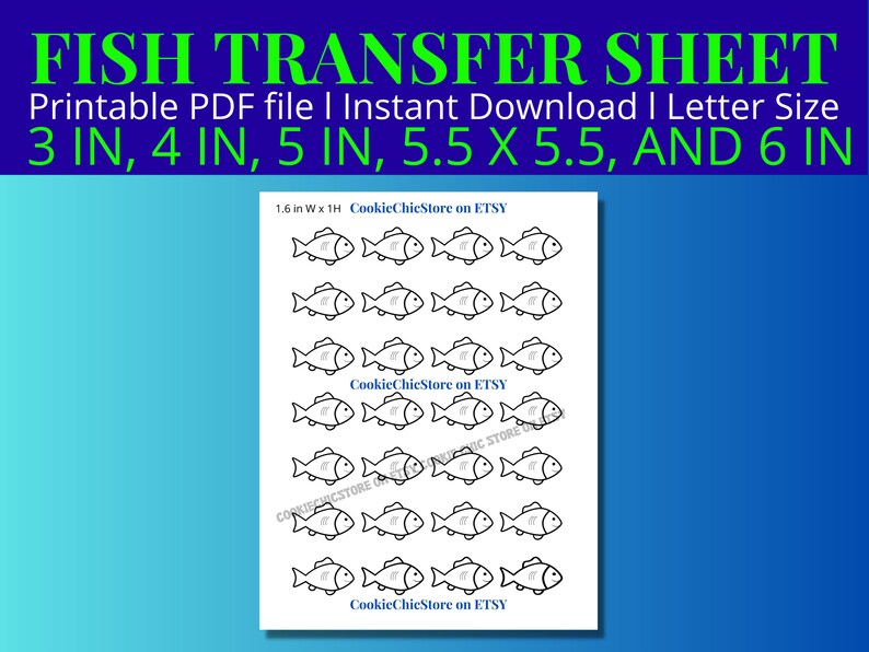 Fish Royal Icing Transfer Sheet, Royal Icing Transfer Template Fish ...