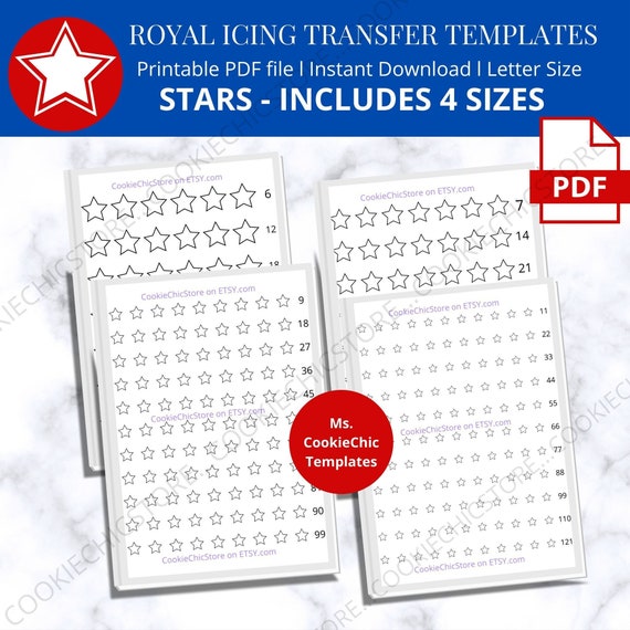 Royal Icing Transfer Template Star Stars Instant Download | Etsy
