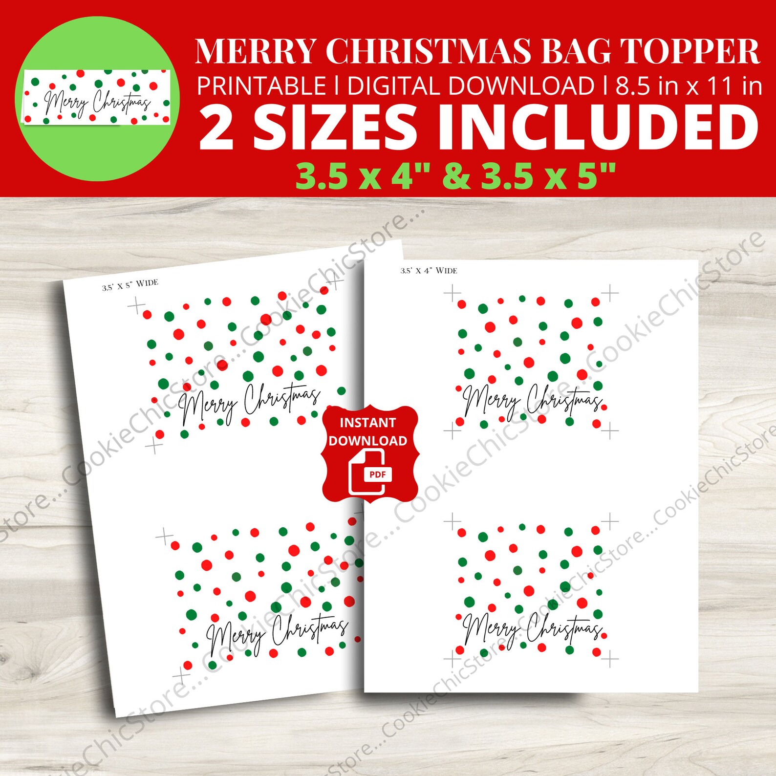 Christmas Treat Bag Topper Template, Christmas Cookie Bag Toppers ...