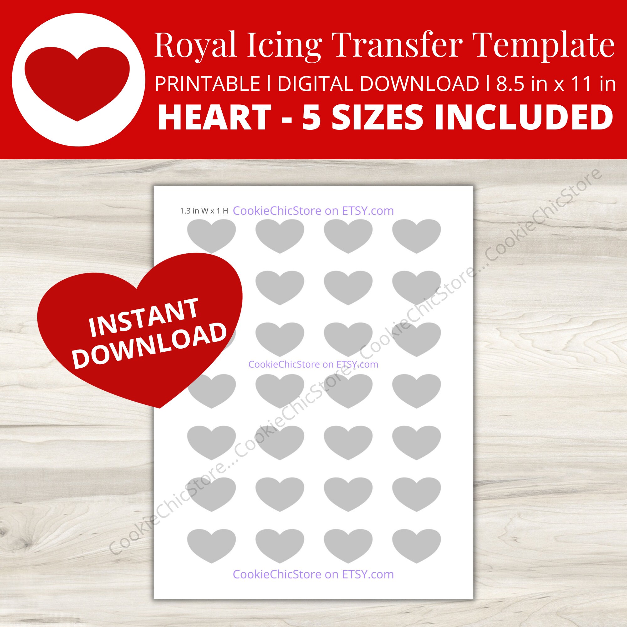 Heart Royal Icing Transfer Sheet Valentines Day Cookie - Etsy