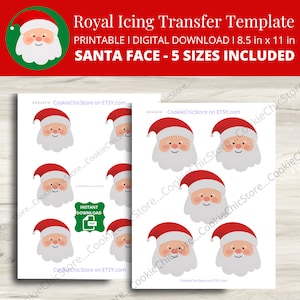 Santa Royal Icing Transfer Sheet, Christmas Royal Icing Transfer ...