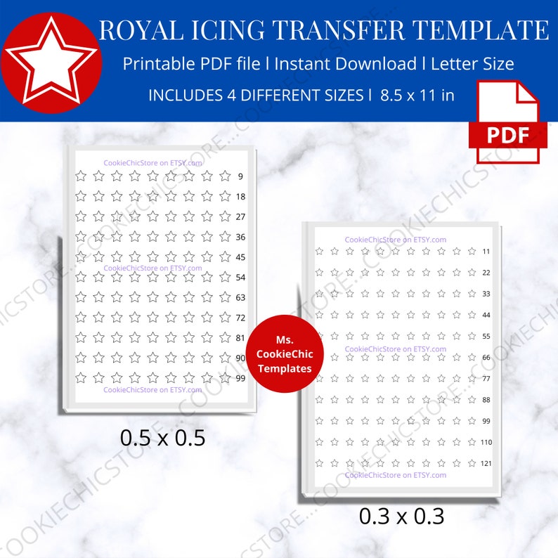 Royal Icing Stars Royal Icing Transfers Star Transfer - Etsy