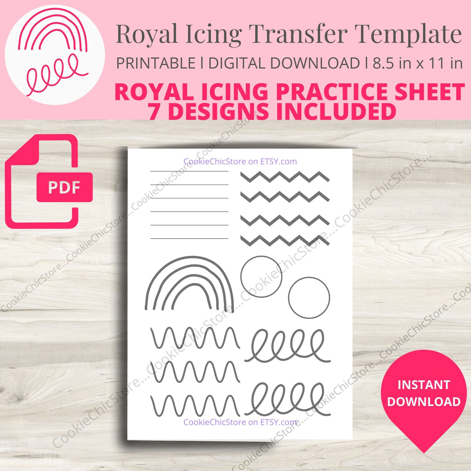 Piping Practice Sheet, Royal Icing Practice Sheet, Practice Piping ...