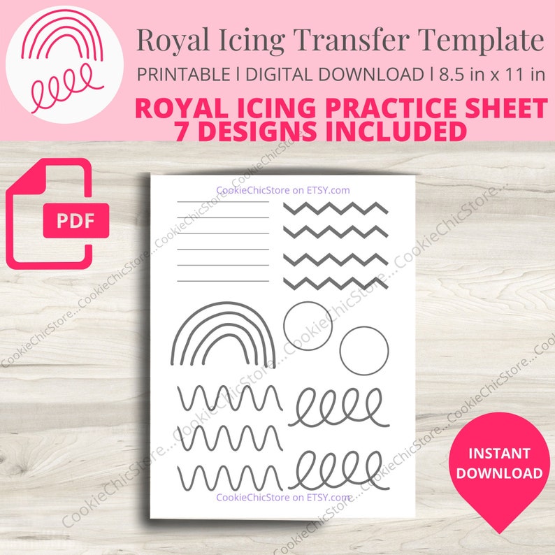 Royal Icing Piping Practice Sheet, Cookie Class Practice Sheet ...