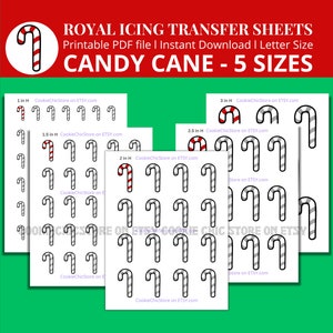Candy Cane Royal Icing Transfer Sheet Christmas Cookie Royal Icing ...