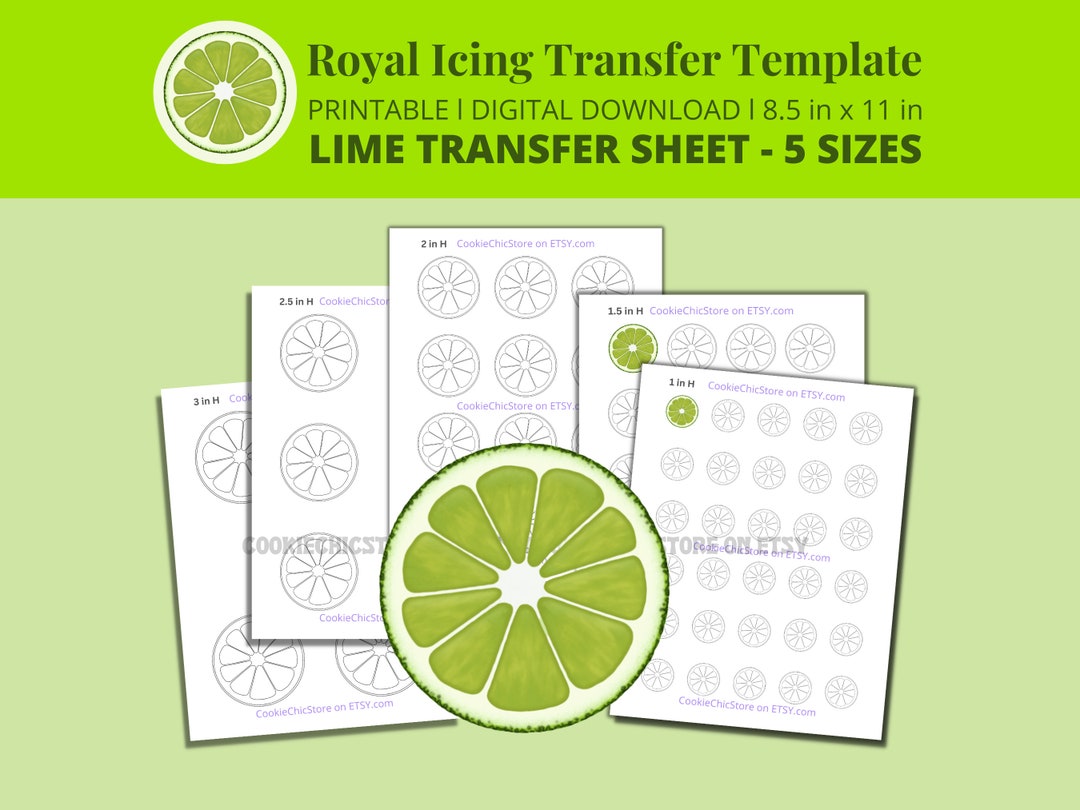 Royal Icing Transfer Sheet Citrus Slice, Lime Transfer Sheet for Cookie ...