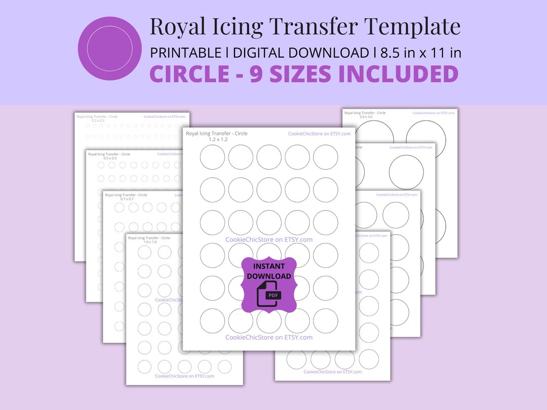 Circle Royal Icing Transfer Template, Royal Icing Circle Template ...