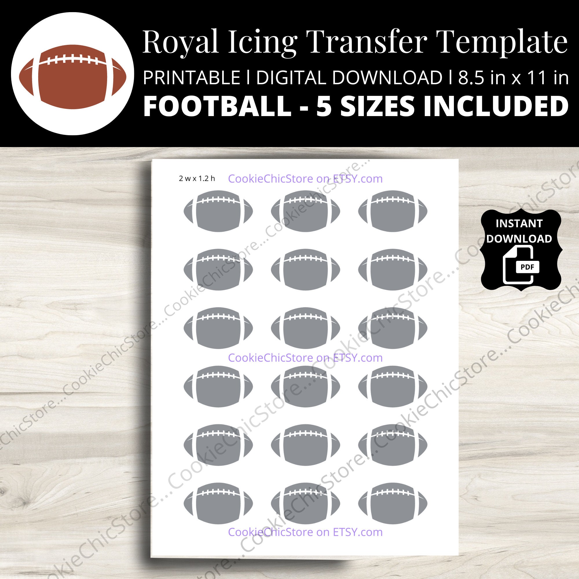 Football Royal Icing Transfer Sheet Football Royal Icing - Etsy