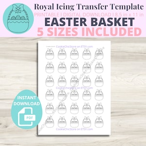 Easter Basket Royal Icing Transfer Sheet, Easter Icing Transfer ...