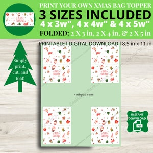 Christmas Cookie Bag Topper Printable, Christmas Treat Bag Topper ...