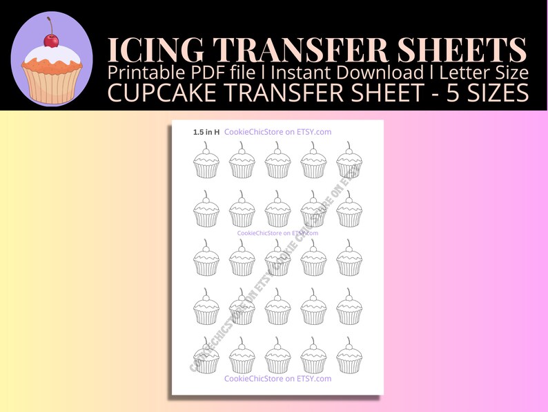 Cupcake Royal Icing Transfer Sheet Birthday Royal Icing - Etsy
