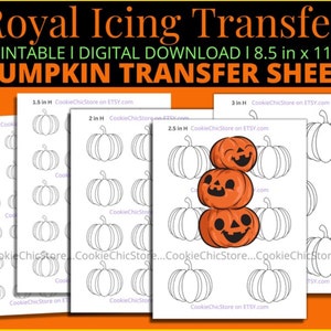 Pumpkin Royal Icing Transfer Sheet, Fall Royal Icing Transfer Template ...