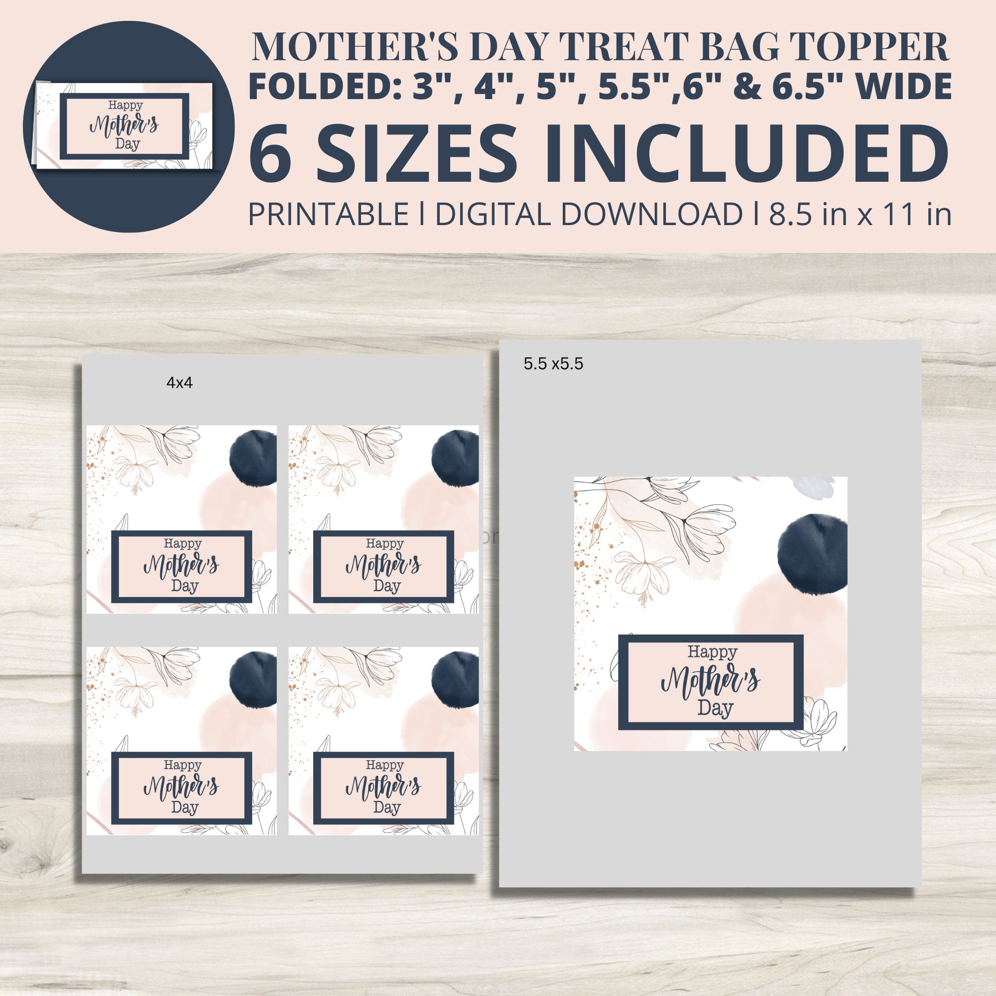 Mothers Day Cookie Bag Topper Template for Happy Mother's Day Goody Bag ...