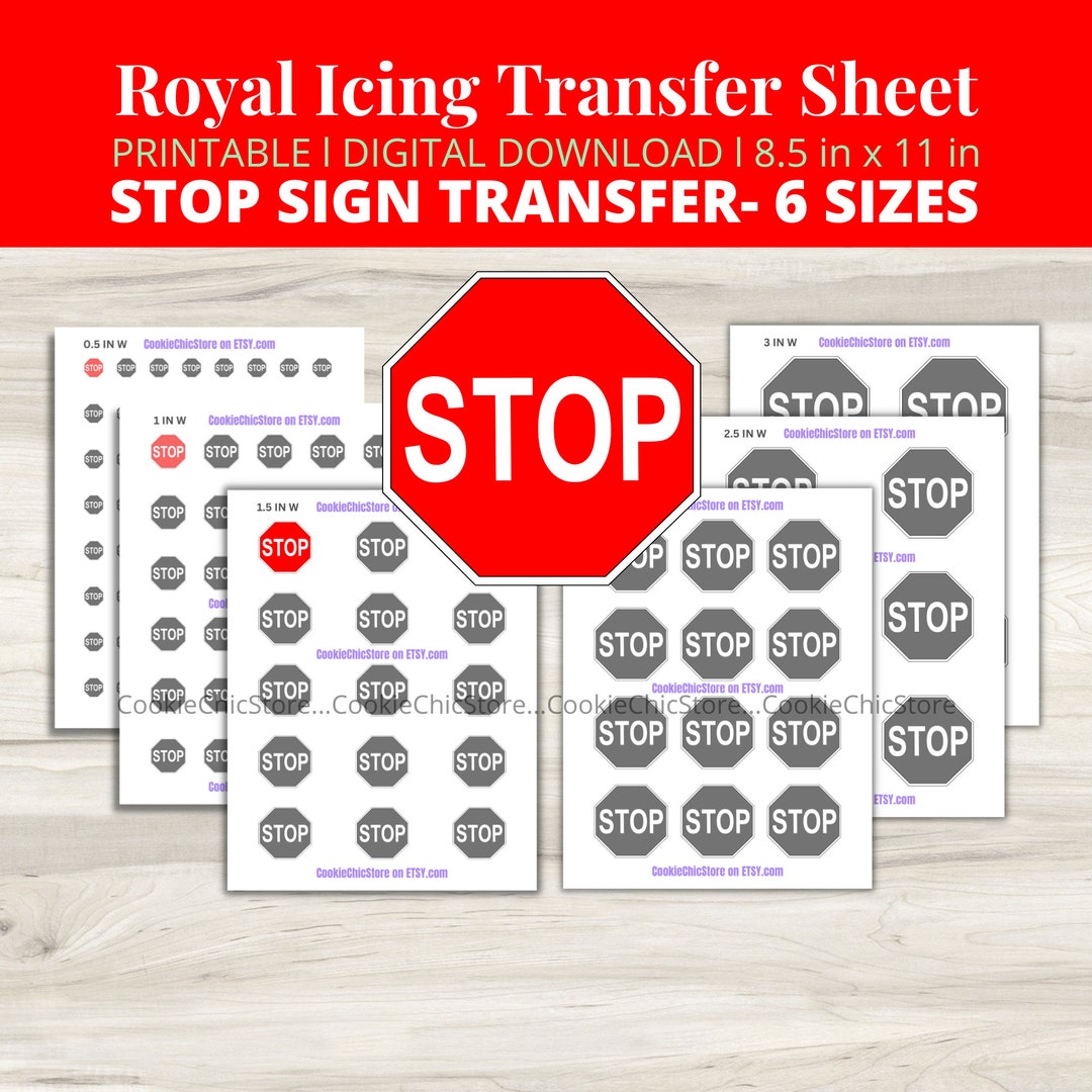 Stop Sign Icing Transfer Sheet Template for Sugar Cookie - Etsy