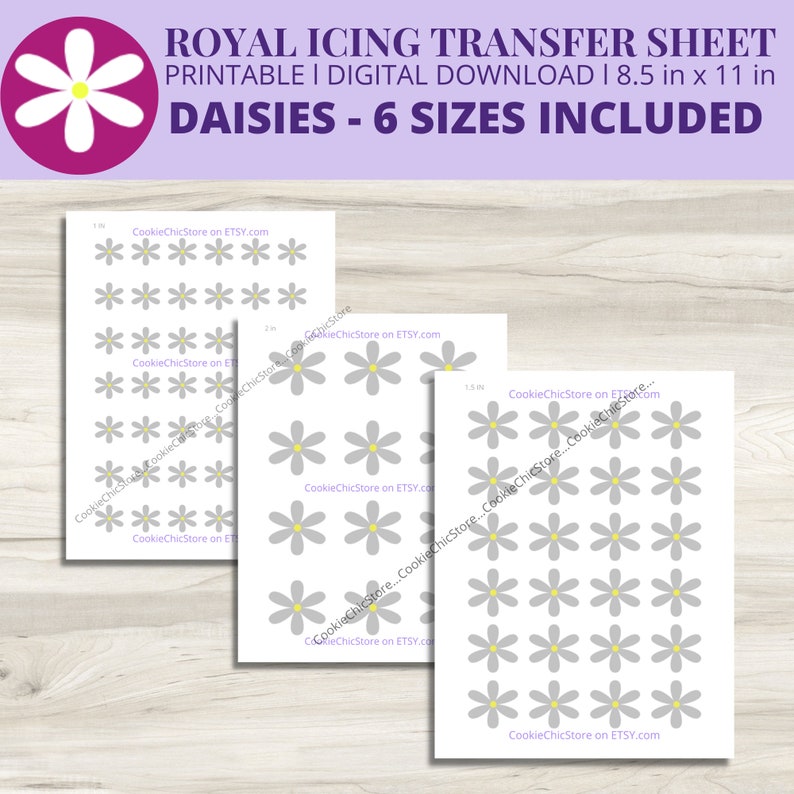 Daisy Royal Icing Transfer Sheet Daisies Flower Pdf Royal - Etsy