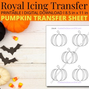 Pumpkin Royal Icing Transfer Sheet, Fall Royal Icing Transfer Template ...