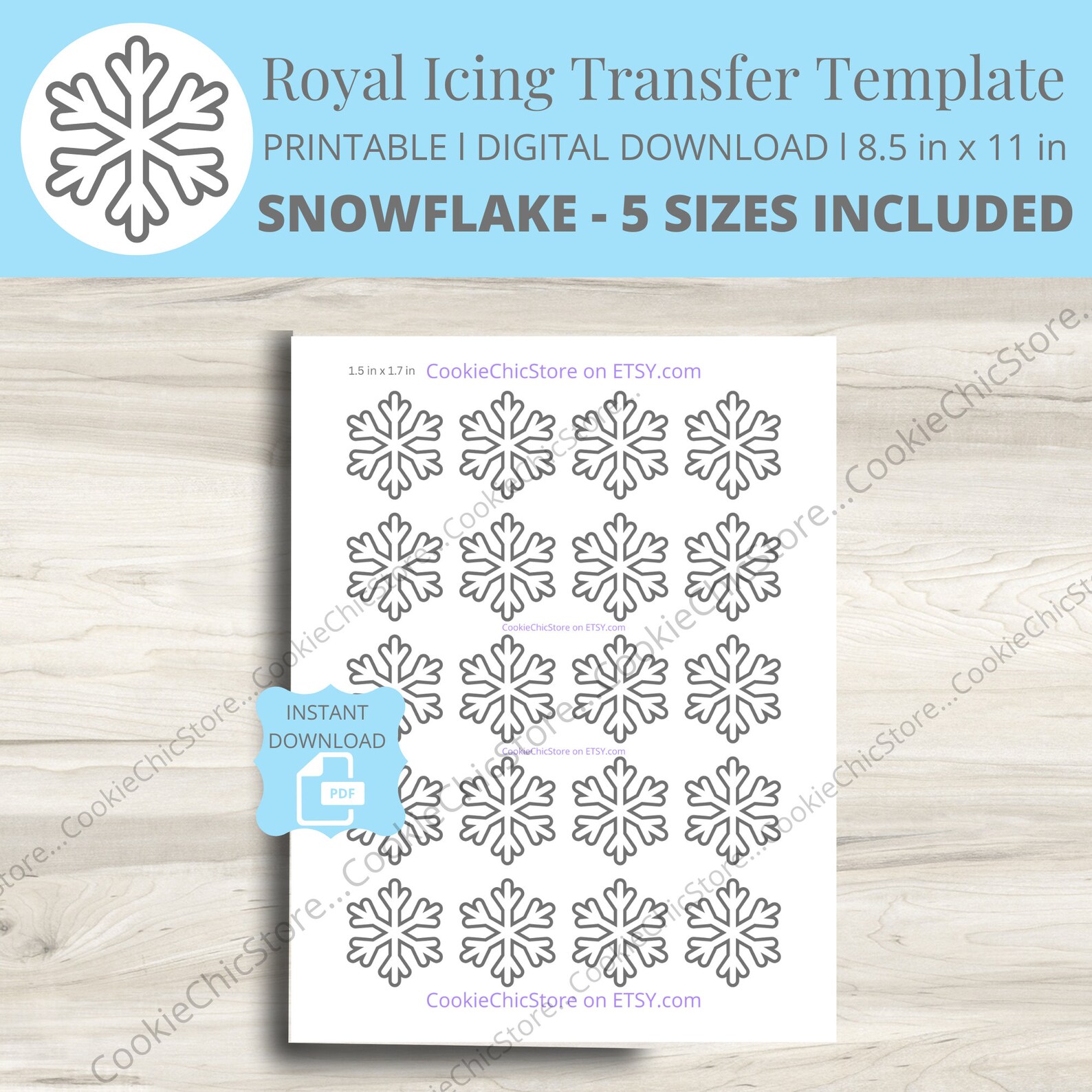 Christmas Royal Icing Transfer Sheet Snowflake Royal Icing - Etsy