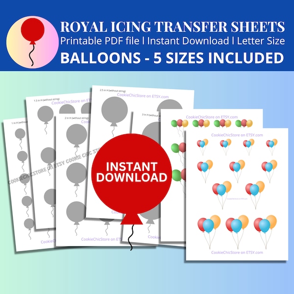 Royal Icing Balloon Transfers - Etsy