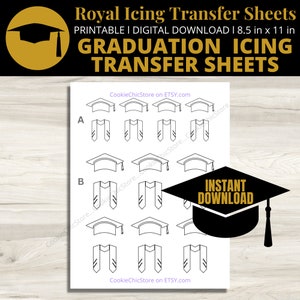 Graduation Transfer Sheet Royal Icing Template Bundle Pack - Etsy