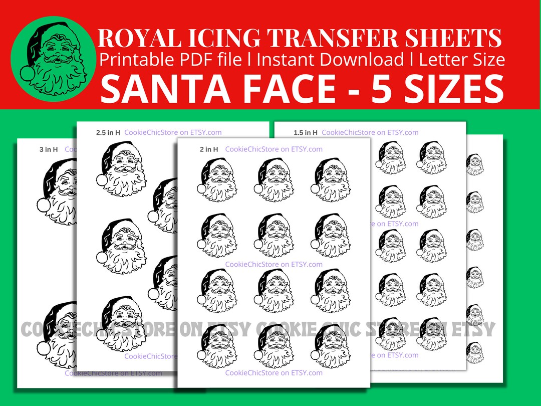 Santa Royal Icing Transfer Sheet Christmas Royal Icing - Etsy