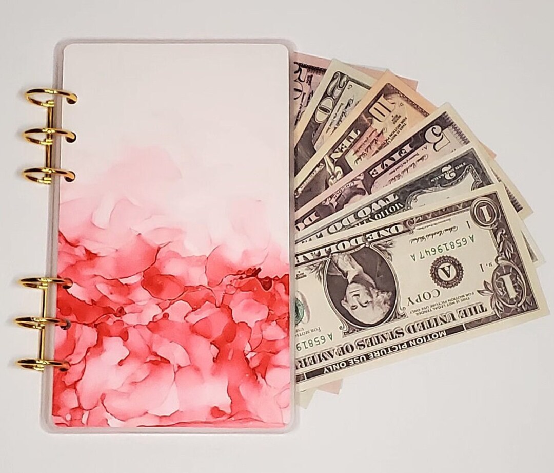 Red Alcohol Ink A6 Budget Binder and Cash Envelopes Matte Laminate Cash ...