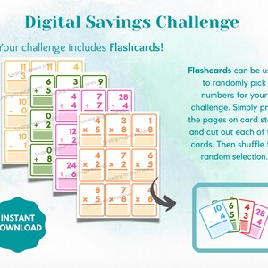 Four Digital Flashcard Savings Challenge Bundle | Printable | Instant ...