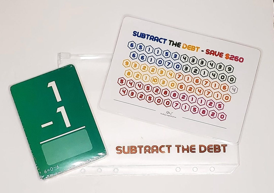 Subtract the Debt A5 Challenge Kit | Flash Card Challenge | Printed and ...