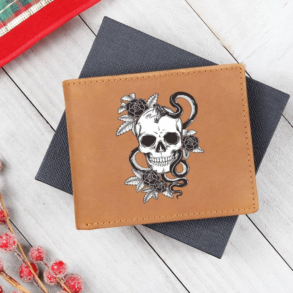 Genuine Leather Skull Wallet, Goth Wallet, Gothic Wallet, Romantic Goth ...